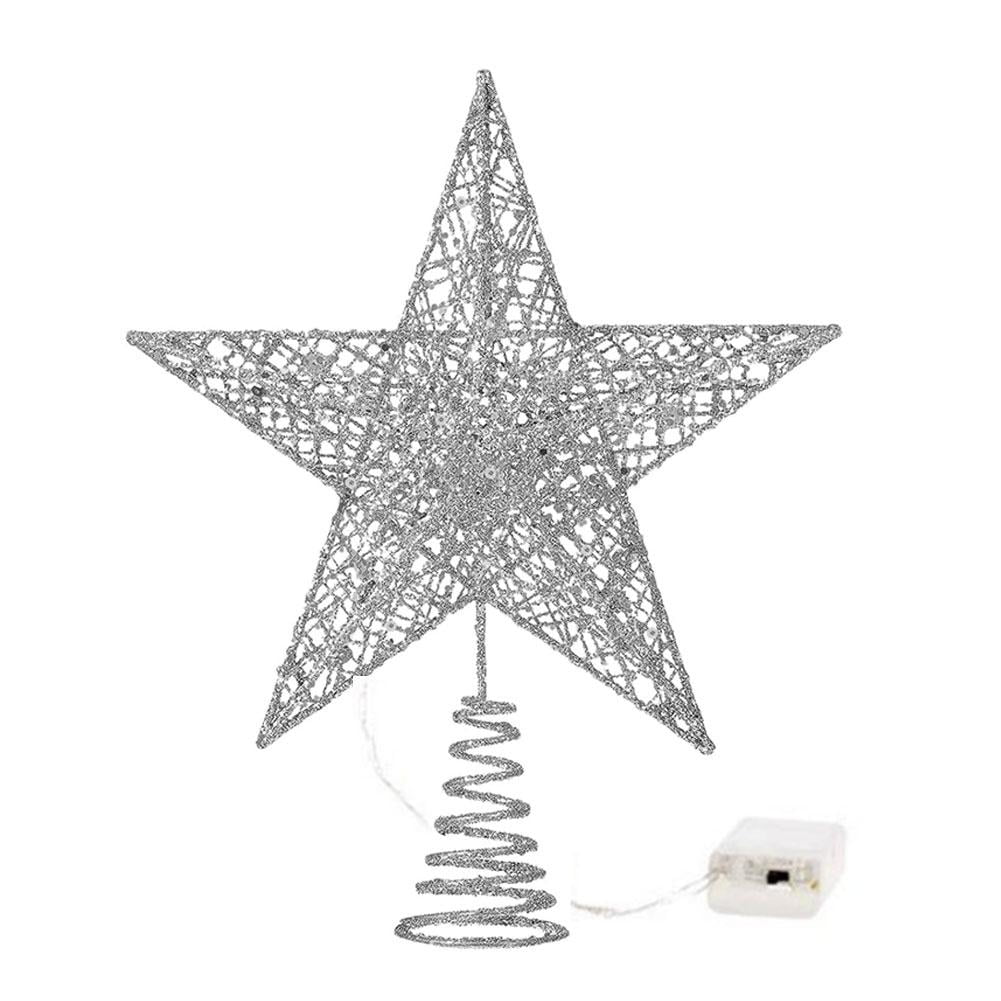 EZLIFE Christmas Tree Topper,Glitter Xmas Tree Topper with LED Copper ...