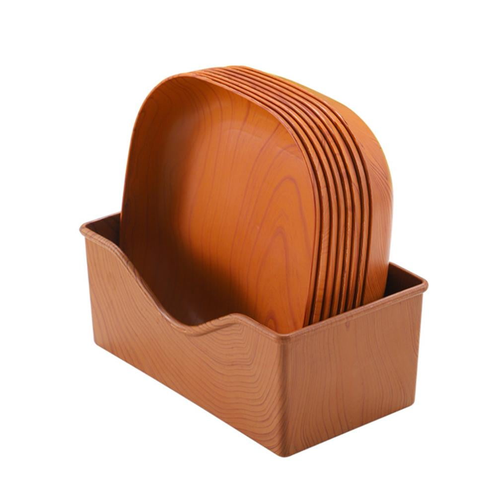 EZLIFE Kitchen Wood Grain Plastic Square Board Afternoon Tea Plate Tea ...