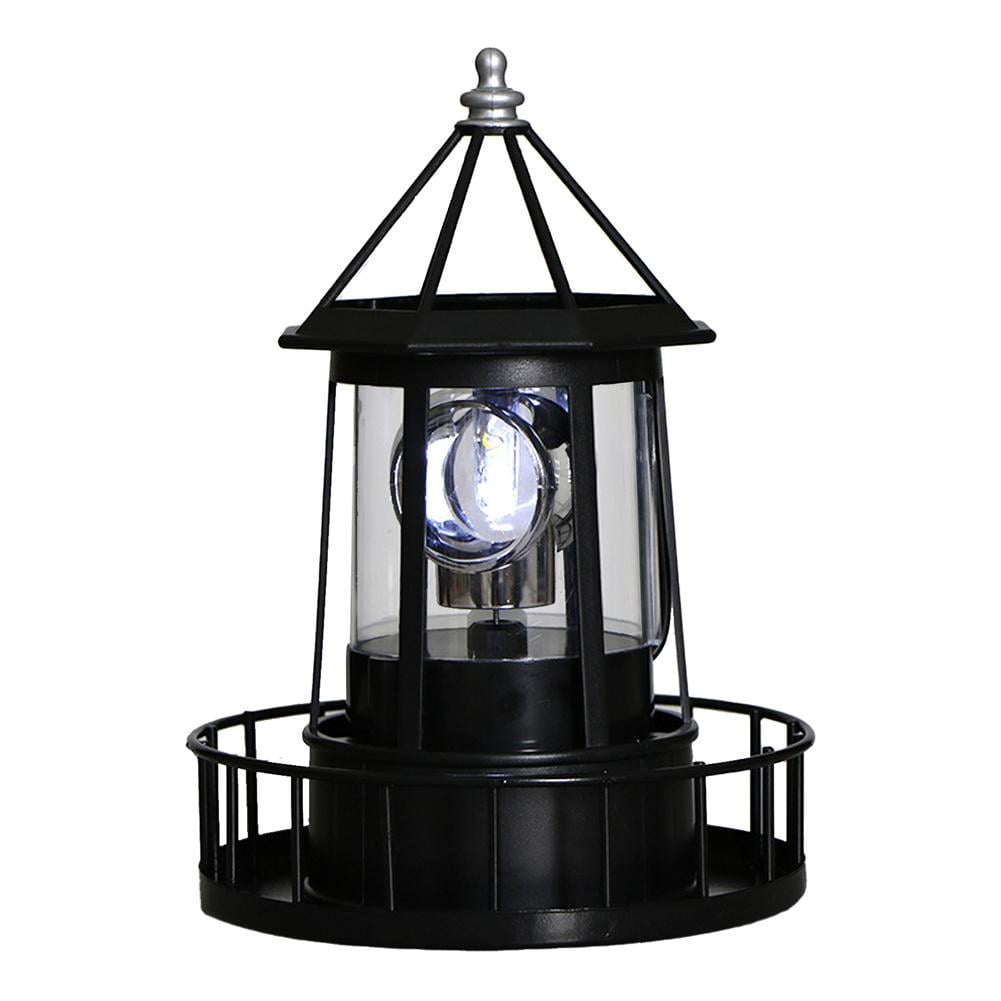 EZLIFE LED Solar Powered Rotating Lighthouse Night Light Outdoor Lamp ...