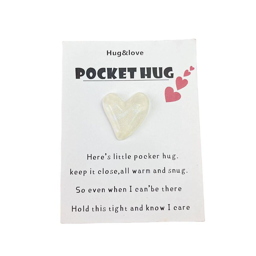 EZLIFE QINGZE Pocket Hug Heart Token with Greeting Card Mini Cute Heart Pocket Hug Decoration ...