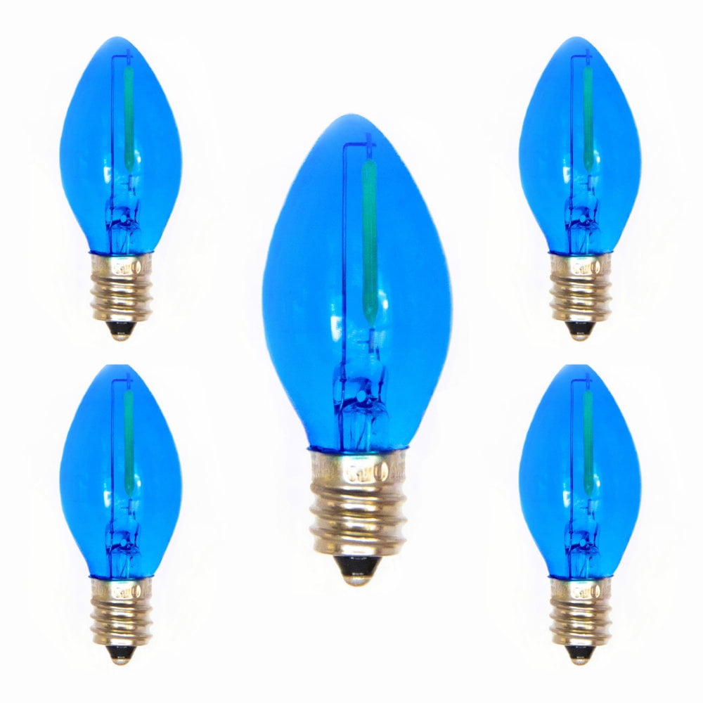 EZLS Blue Transparent C7 LED Filament Replacement Bulbs, 5 Pack ...