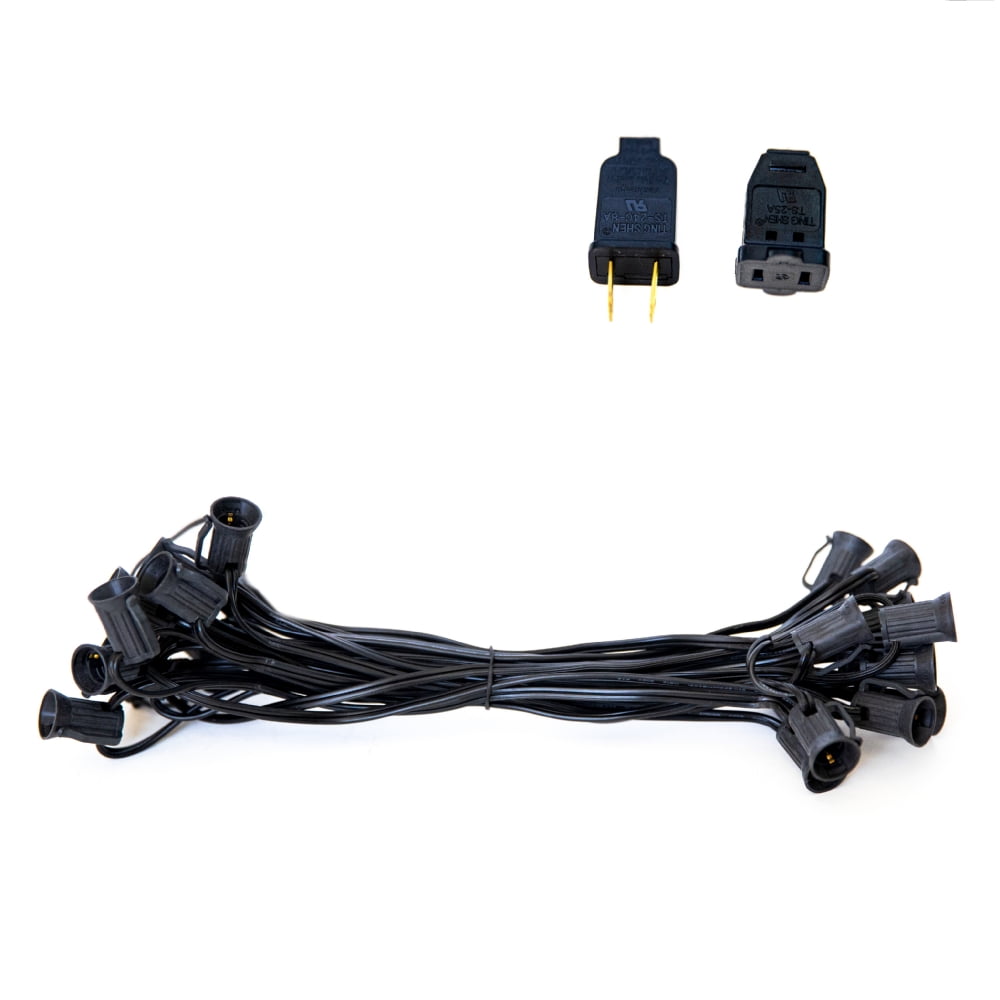 EZLS C7 25' Light Socket Stringer, Black Strand, SPT-1, 25 Sockets, 12 ...