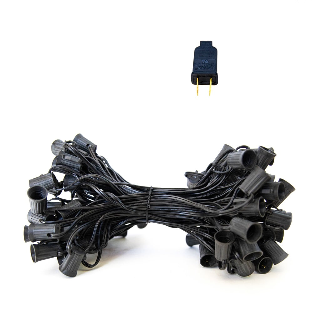EZLS C9 100' Light Socket Stringer, Black Strand, SPT-1, 100 Sockets ...