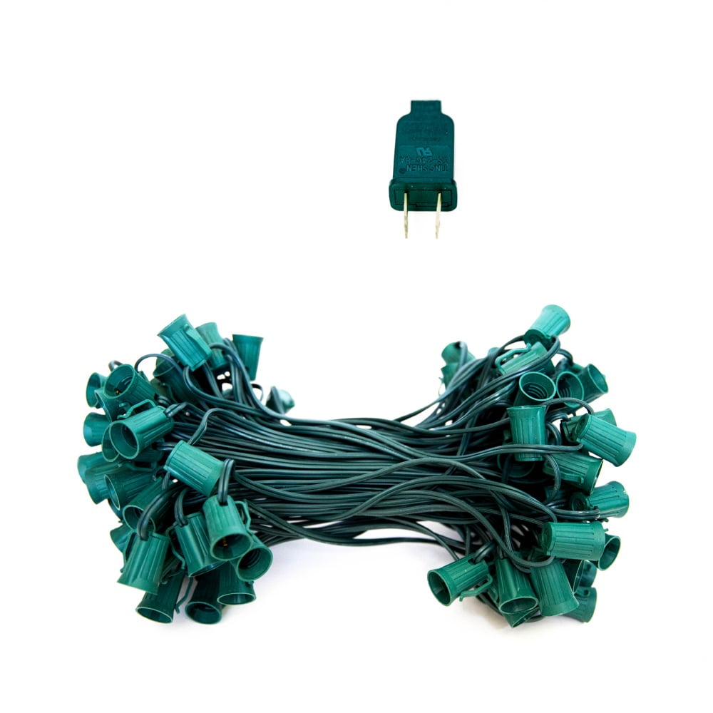 EZLS C9 100' Light Socket Stringer, Green Strand, SPT-1, 100 Sockets ...