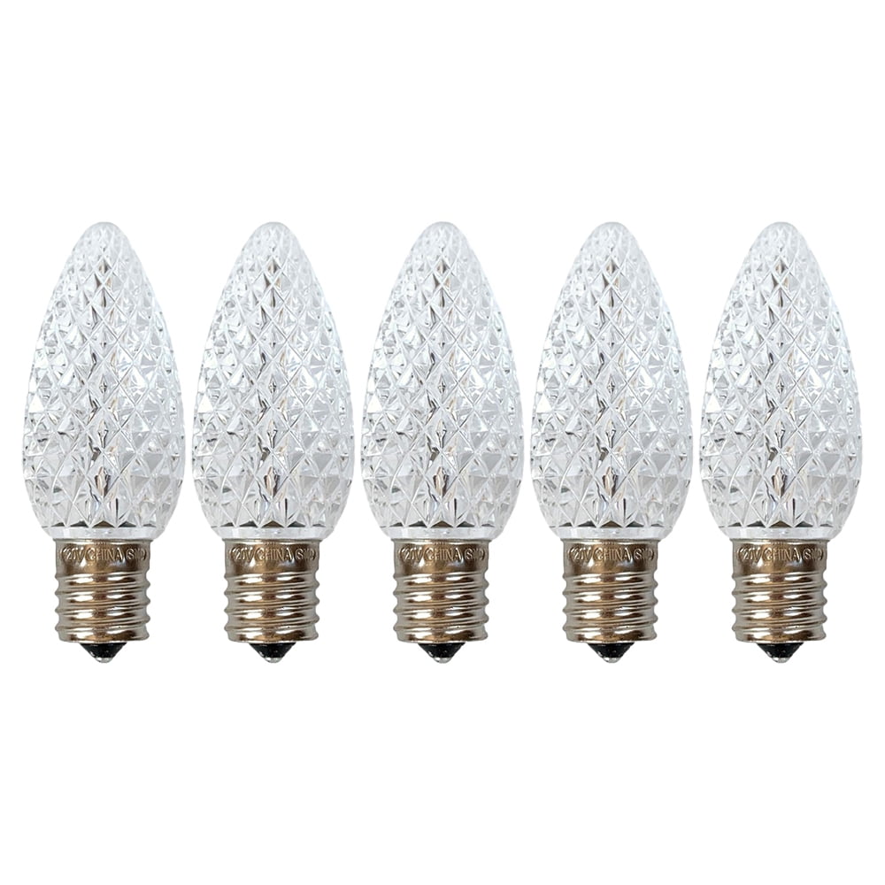 EZLS Cool White Faceted C9 LED Replacement Christmas Bulbs, 5 Pack ...