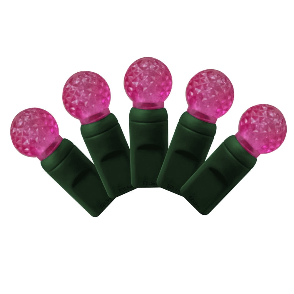 EZLS Pink G12 LED Berry Christmas Light String, 50 Bulbs, 25 Ft Strand ...