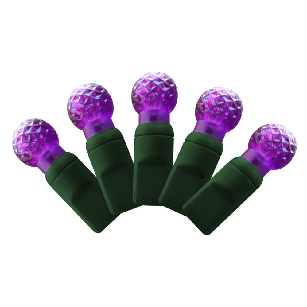 EZLS Purple G12 LED Berry Christmas Light String, 50 Bulbs, 25 Ft ...