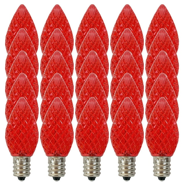 EZLS Red Faceted C7 LED Replacement Bulbs, 25 Pack - Walmart Business ...