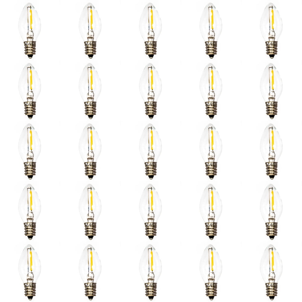 EZLS Warm White Transparent C7 LED Filament Replacement Bulbs, 25 Pack ...