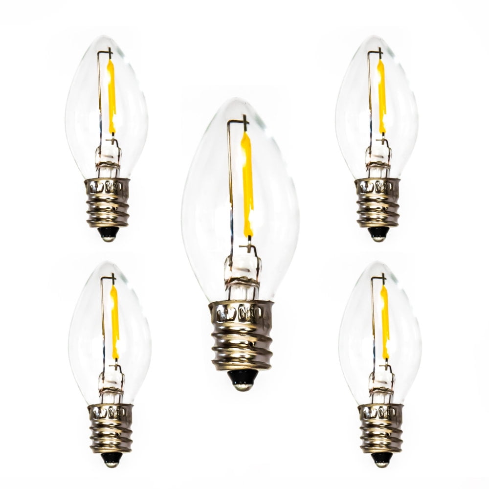 EZLS Warm White Transparent C7 LED Filament Replacement Bulbs, 5 Pack ...