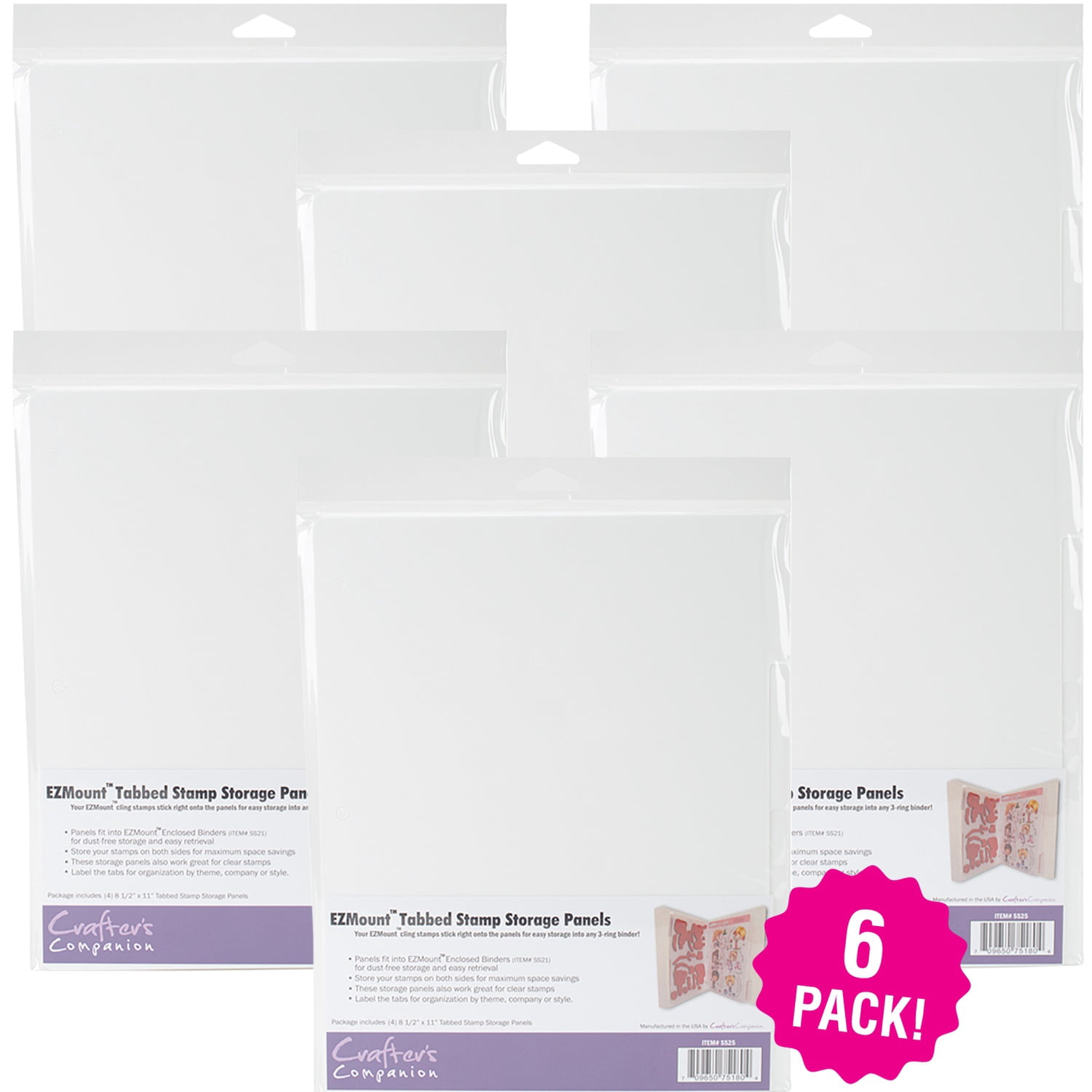 EZMount 8.5"x11" Tabbed Stamp Storage Panels 4 Count, Multipack of 6 ...