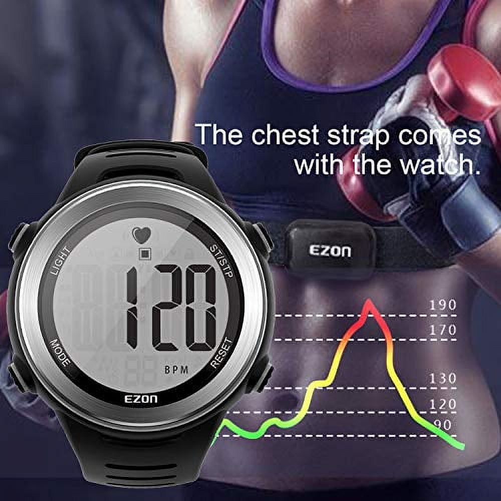 EZON Heart Rate Monitor and Chest Strap, Exercise Heart Rate Monitor, Sports Watch with HRM ...