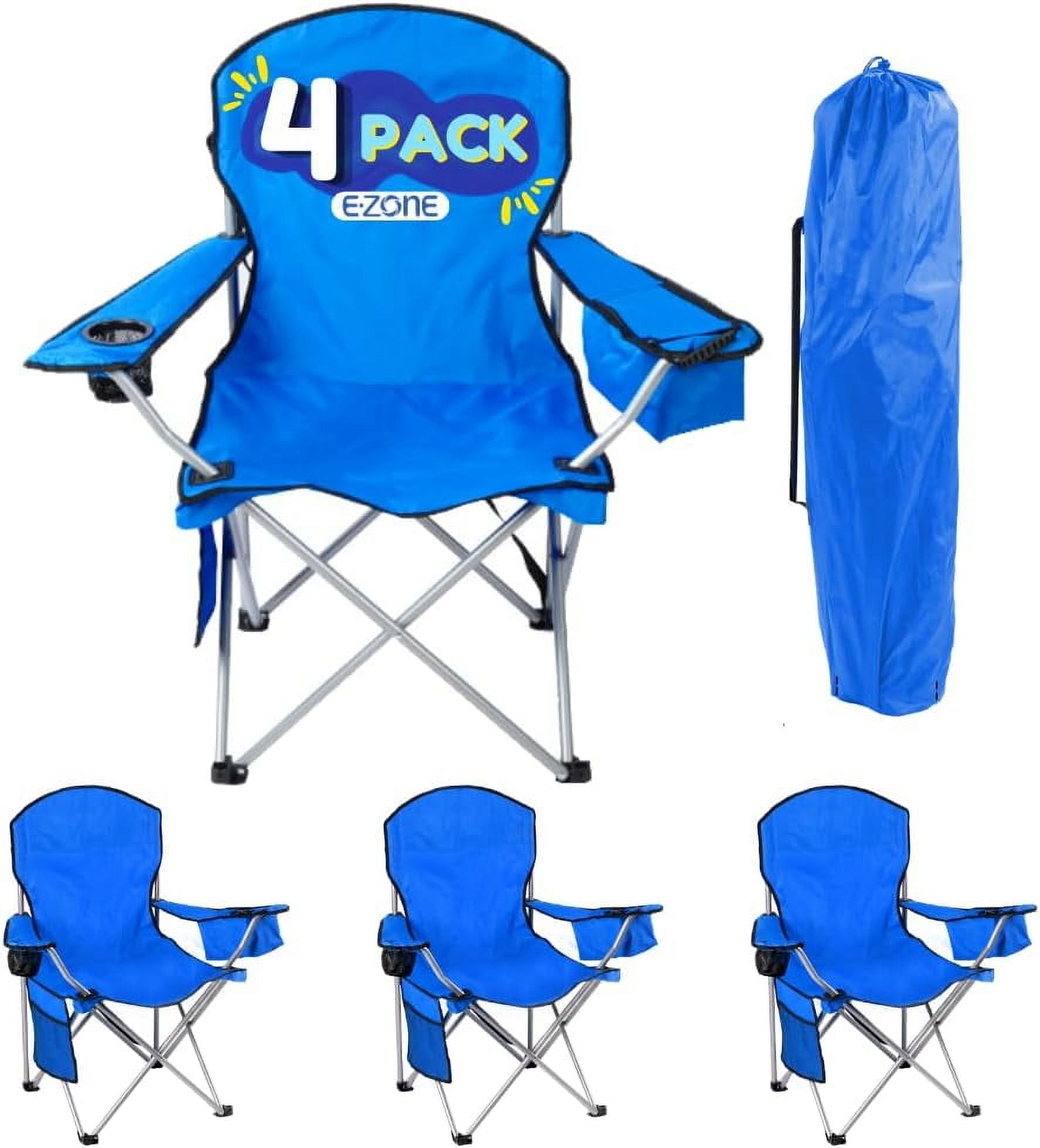 EZONE Set of 4 Camping Chairs with Built-in Ice Cooler, Portable Chair ...