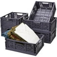Ezoware 16l Foldable Plastic Storage Crates Set Of 6 Large Stackable