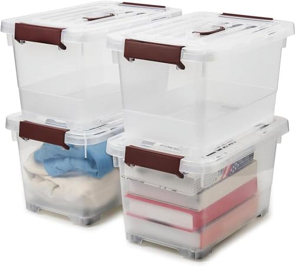 EZOWare 4pc Small Lidded Gray Plastic Knit Baskets, Stackable Household ...