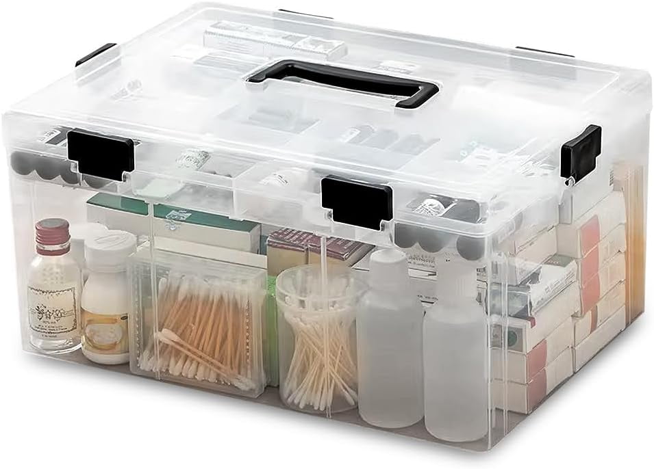 EZOWare 2-Tier Large Art Craft Storage Organizer Box with 11 Grid ...