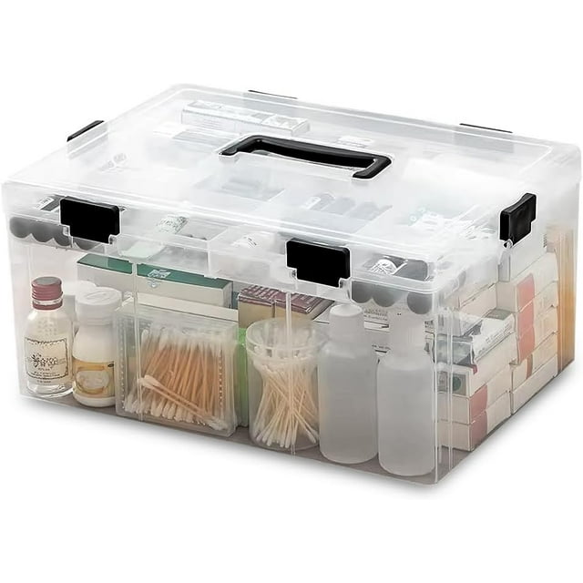 EZOWare 2-Tier Large Art Craft Storage Organizer Box with 11 Grid ...