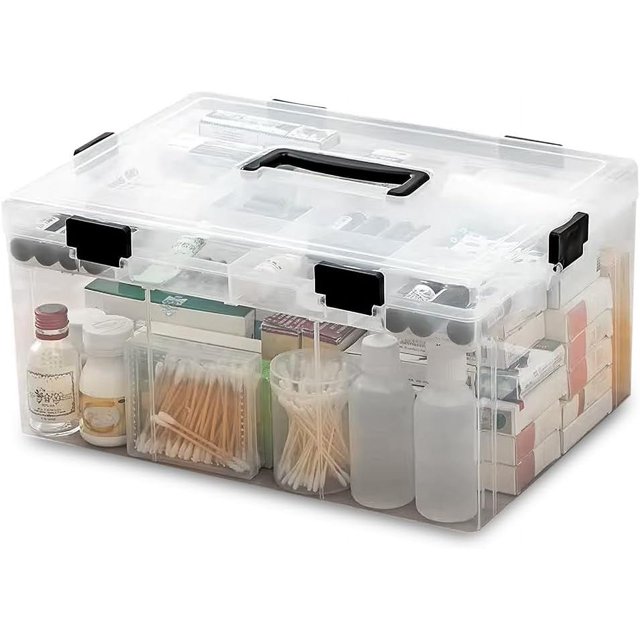 EZOWare 2-Tier Large Art Craft Storage Organizer Box with 11 Grid ...