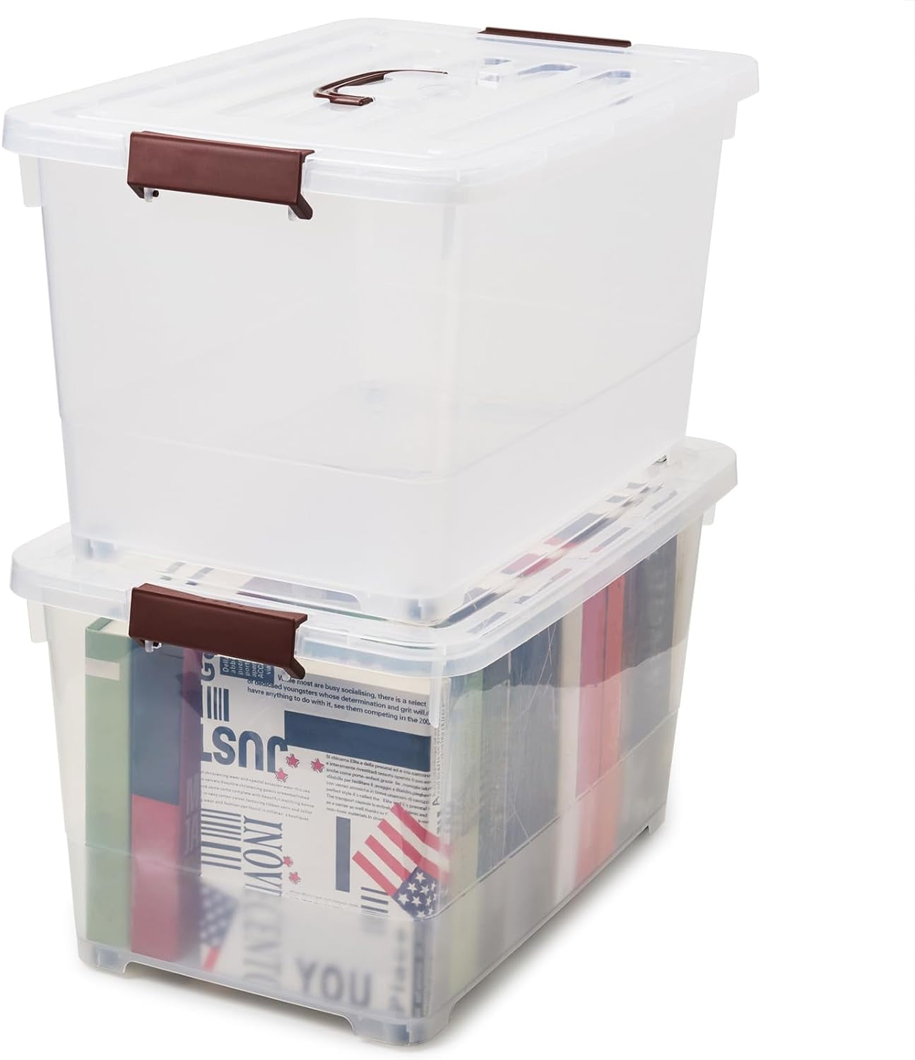 Ezoware Large Clear 55 Quart Plastic Tote Storage Bins With Latching
