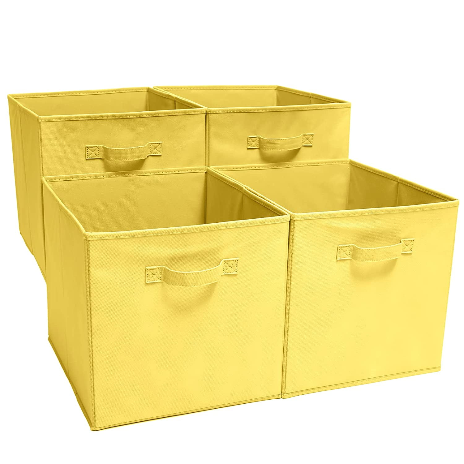 EZOWare Set of 4 Foldable Fabric Basket Bins, 13"x15"x13" Collapsible ...