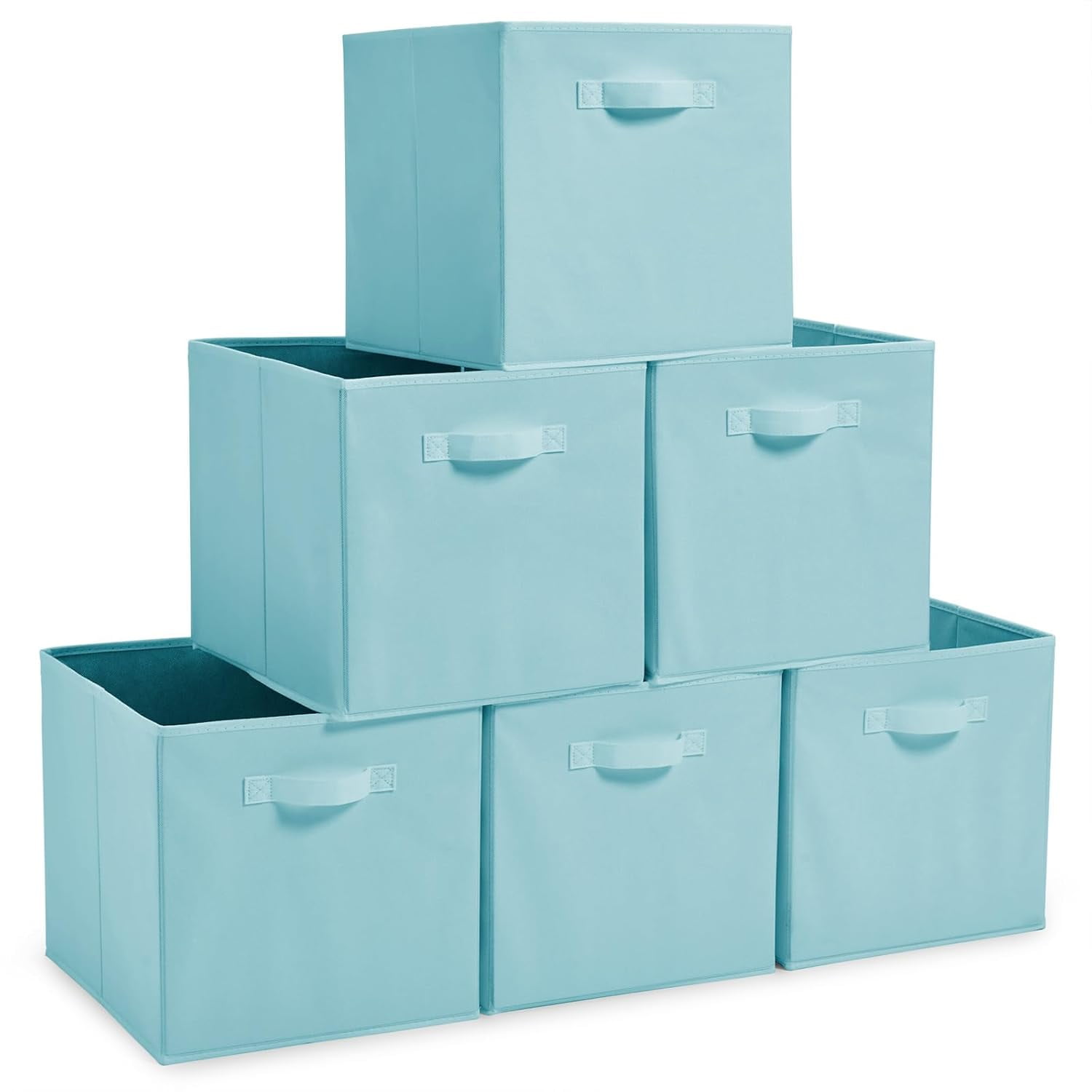 EZOWare Set of 6 Foldable Fabric Basket Bins, 13"x15"x13" Collapsible ...