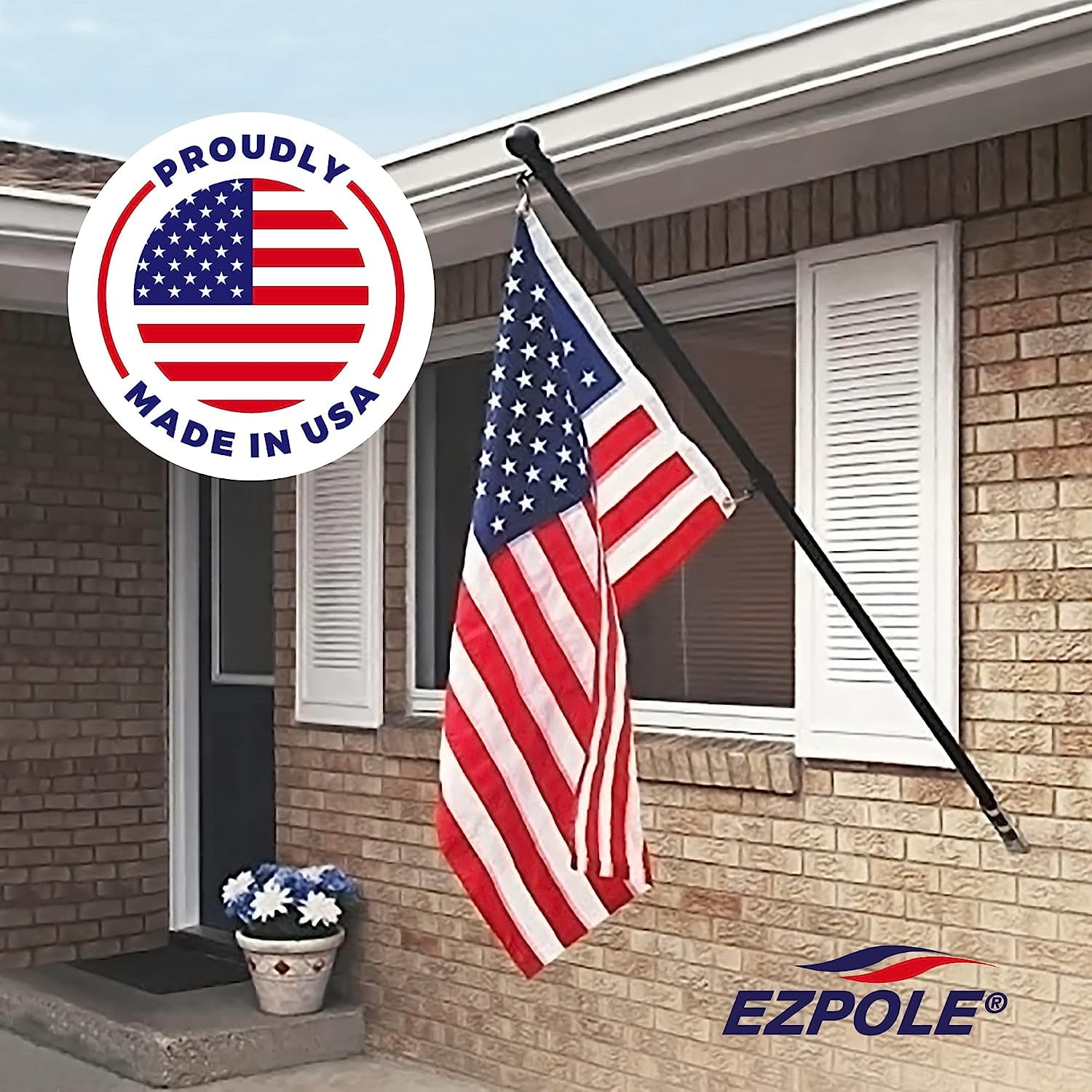 EZPOLE Deluxe Residential House Mount - Includes 6’ Black Aluminum ...