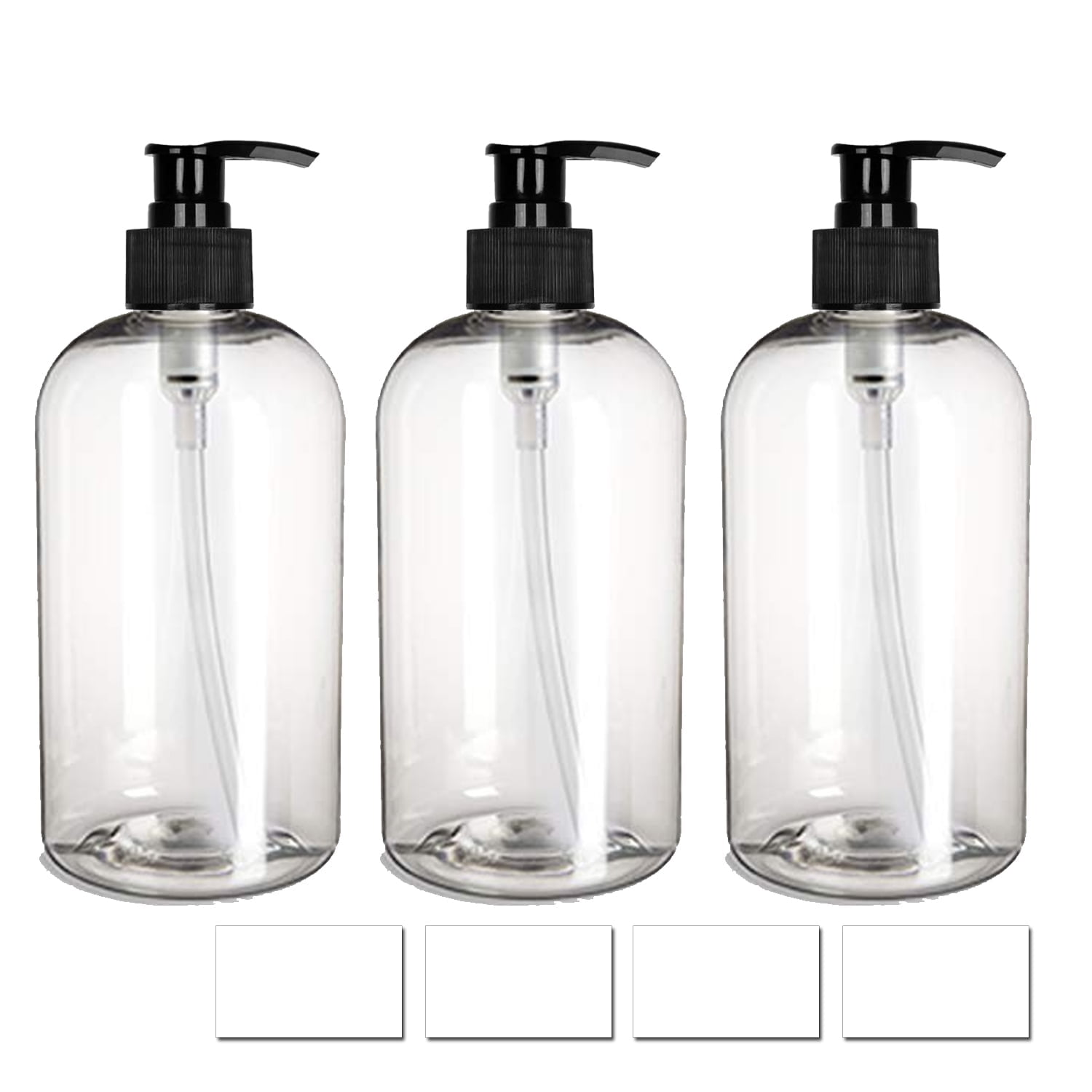 EZPRO USA Empty Pump Bottle 16oz 500ml Clear Round Plastic Bottles Pack ...