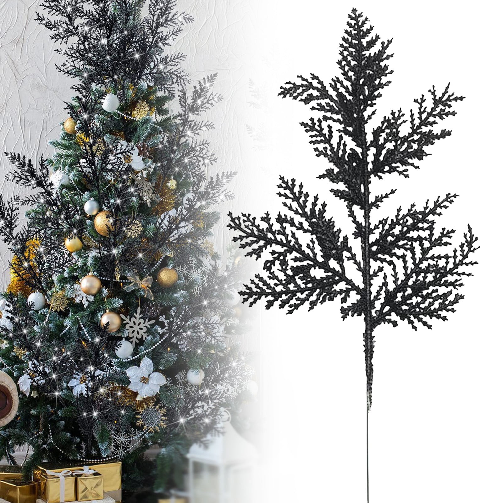 EZPXFCI 10.6inch Black Christmas Tree Picks Sprays - Artificial Needles ...