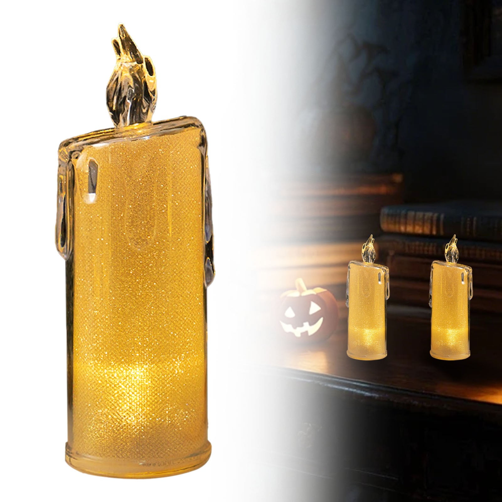 EZPXFCI 1PCS Yellow LED flameless Candles,LED Pillar Candles, Battery ...