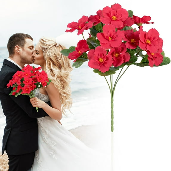 EZPXFCI Artificial Geranium Flowers 11.8 Inch, Silk Flowers Outside UV ...