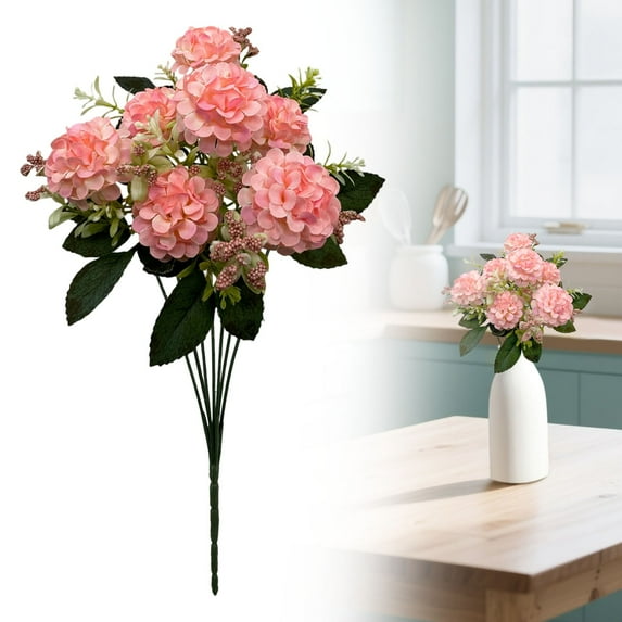EZPXFCI Artificial Hydrangea Flowers Bouquet, 7 Heads Light Pink ...