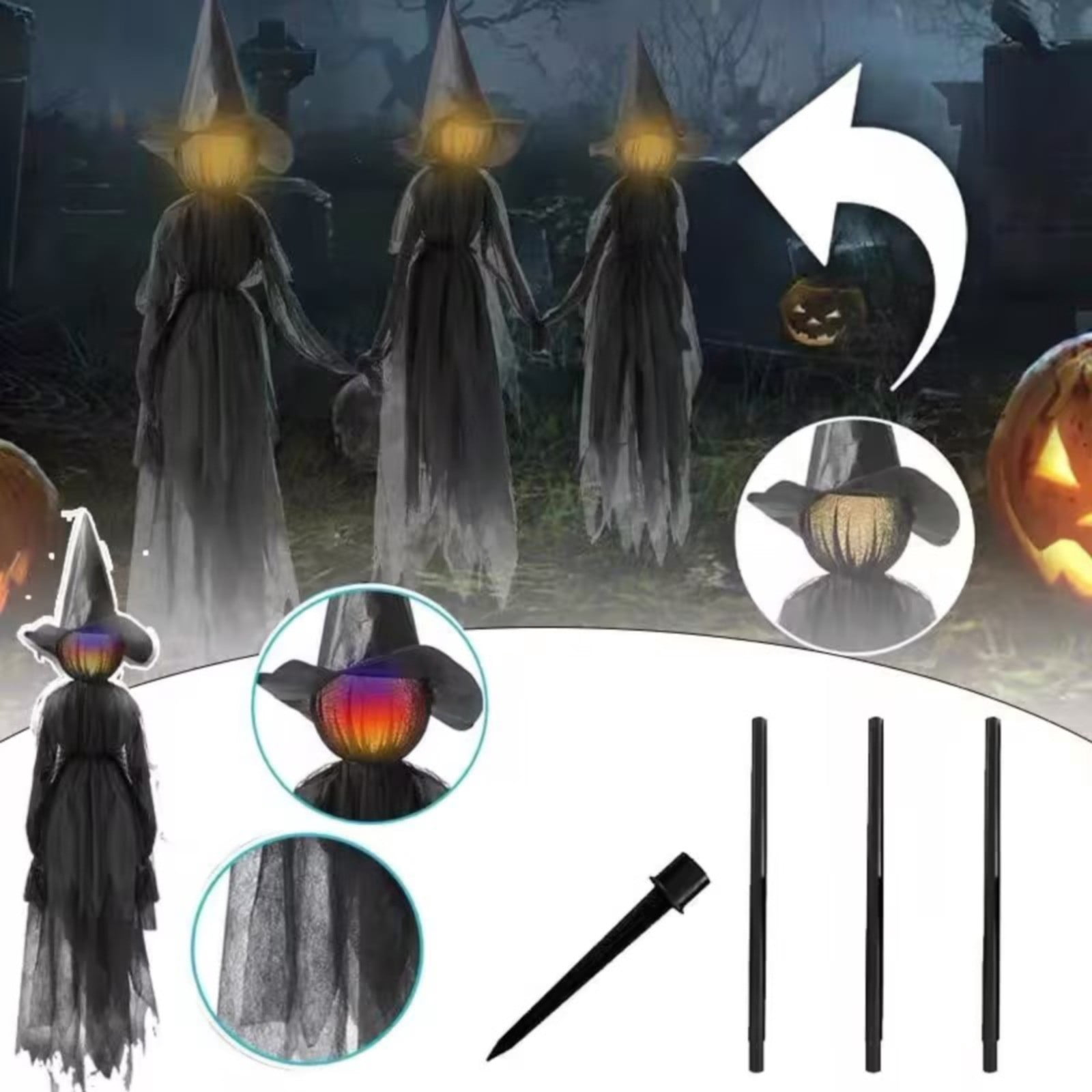 EZPXFCI Halloween Light Up Witches Decorations Outdoor Scary Screaming ...