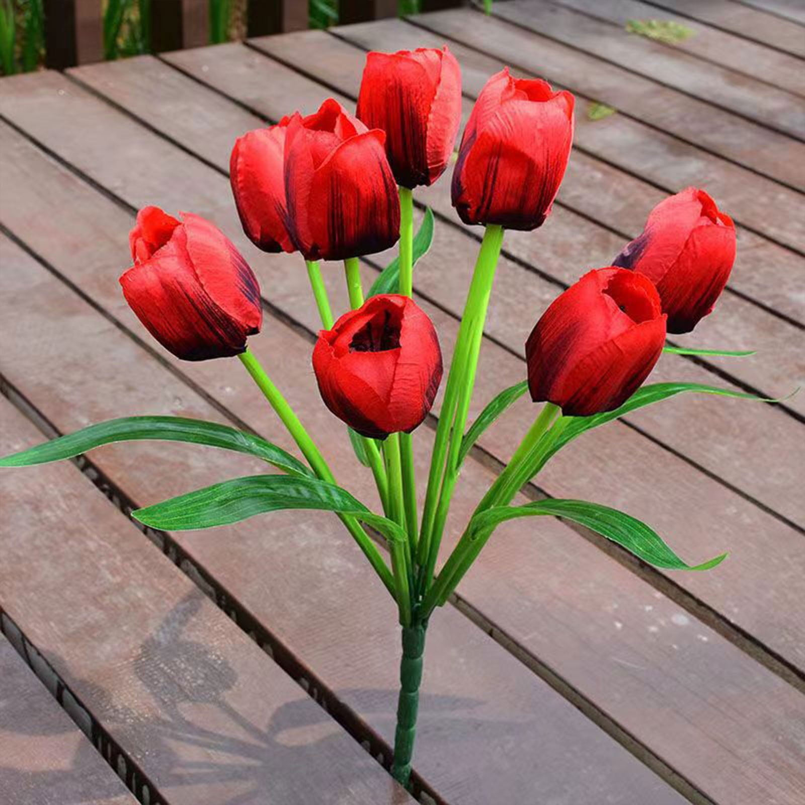 EZPXFCI Premium Real Touch 9 Head Tulips 16-Inch, Artificial Flowers ...