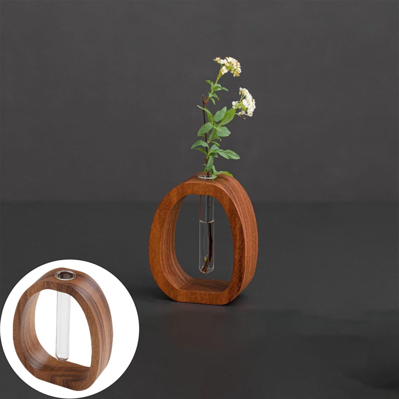 EZPXFCI Solid Wood Vase Frame Glass Test Tube Vases Desk Hydroponic ...