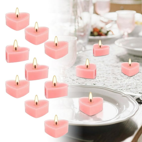 EZPXFCI Valentine Love Pink Tea Lights Candle - Pink Heart Shaped ...