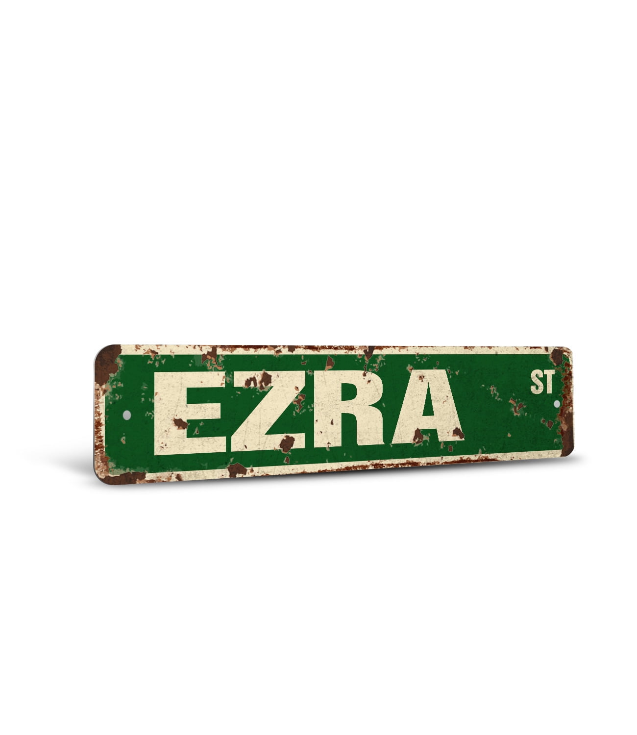 EZRA Vintage Style Rustic Street Sign – Childrens Name Room Sign Retro ...