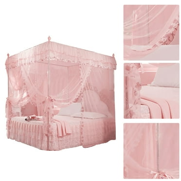 LYUMO Luxury Princess Netting, 3 Side Openings Post Bed Curtain Canopy ...