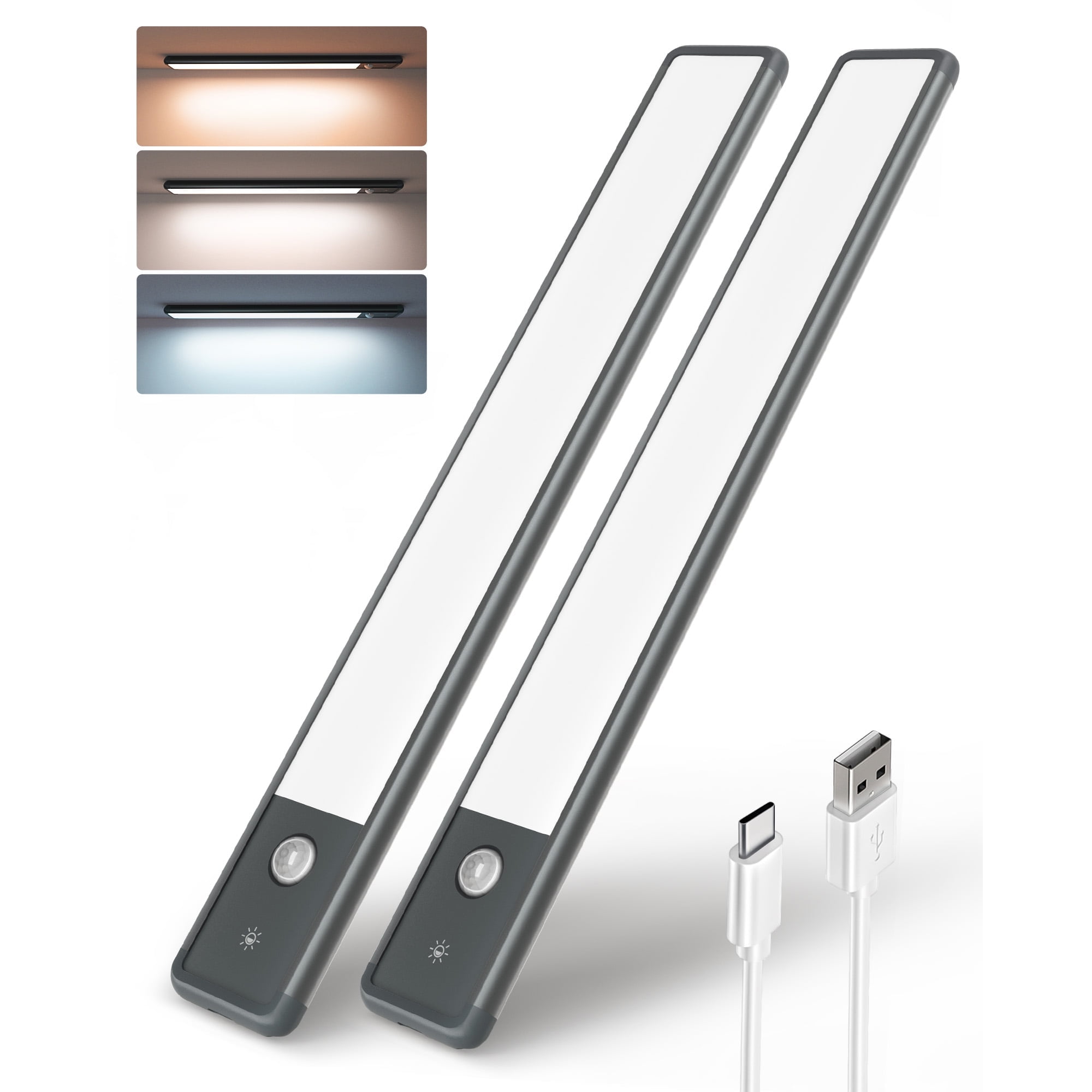 EZVALO 2 Pack 11.8" Motion Sensor Under Cabinet Light, 3 Color Temps ...