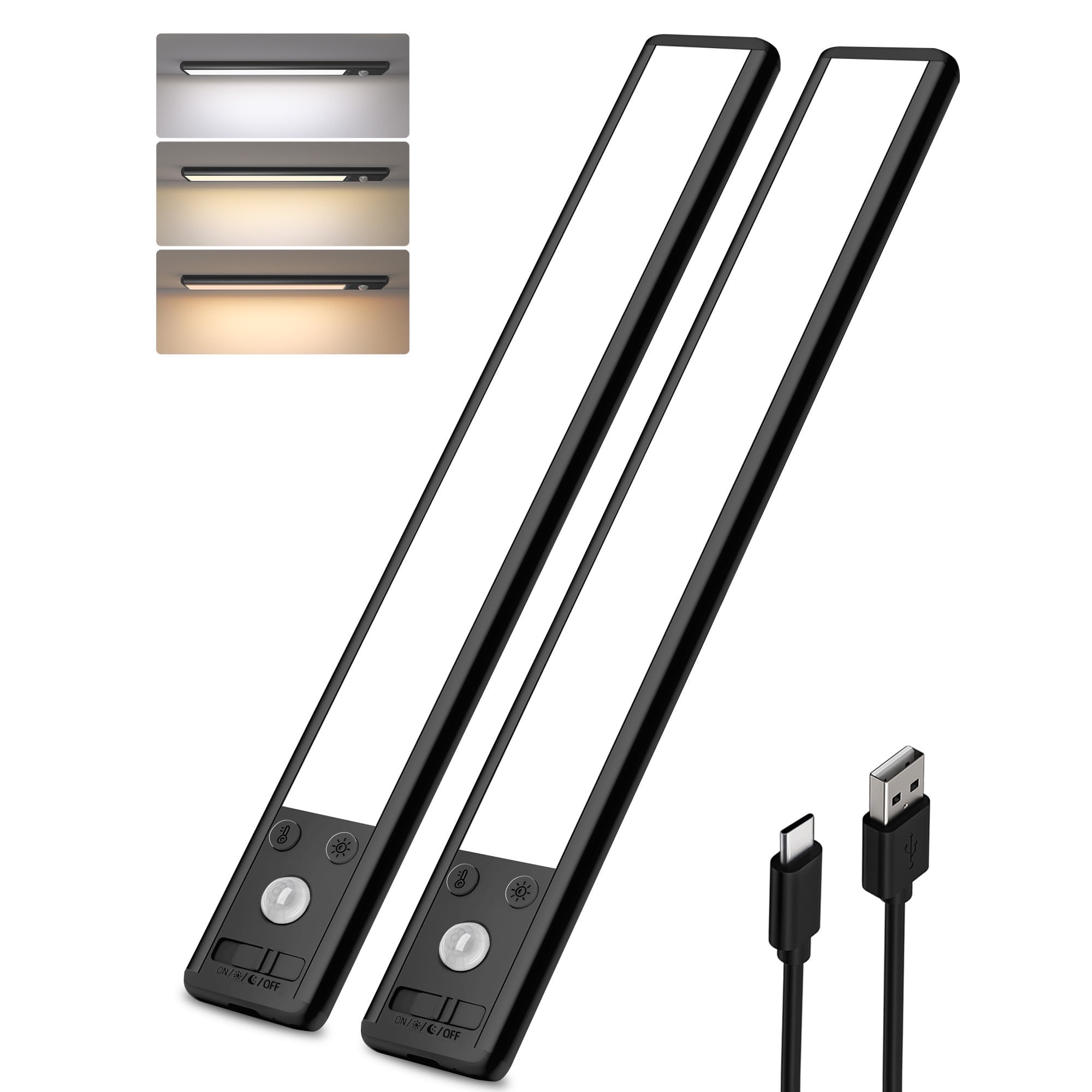 EZVALO 2 Packs 8" Under Cabinet Lighting Wireless, 3 Color Temps Motion ...