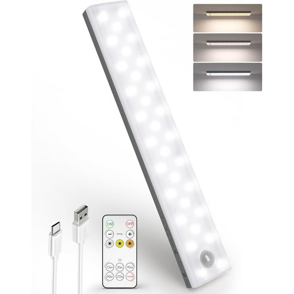 EZVALO 62 LEDs Under Cabinet Lighting, 2000mAh LED Closet Lights with 3 ...