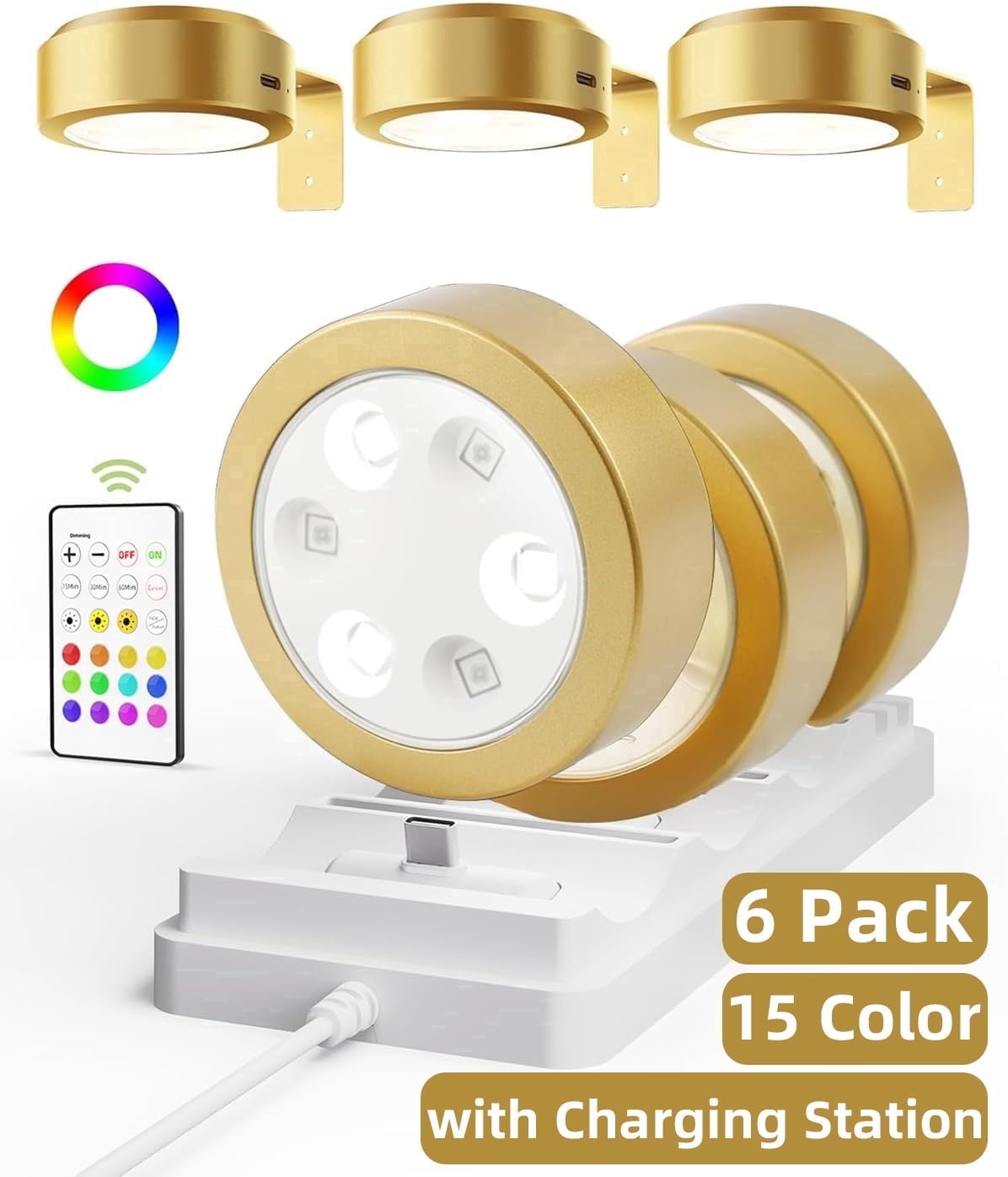 EZVALO 6 Pack Picture Lights with Charging Station, 2000mAh ...