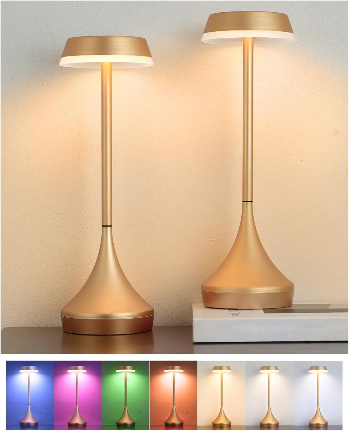 EZVALO Set of 2 Cordless Table Lamps, Rechargeable 6000mAh Battery ...