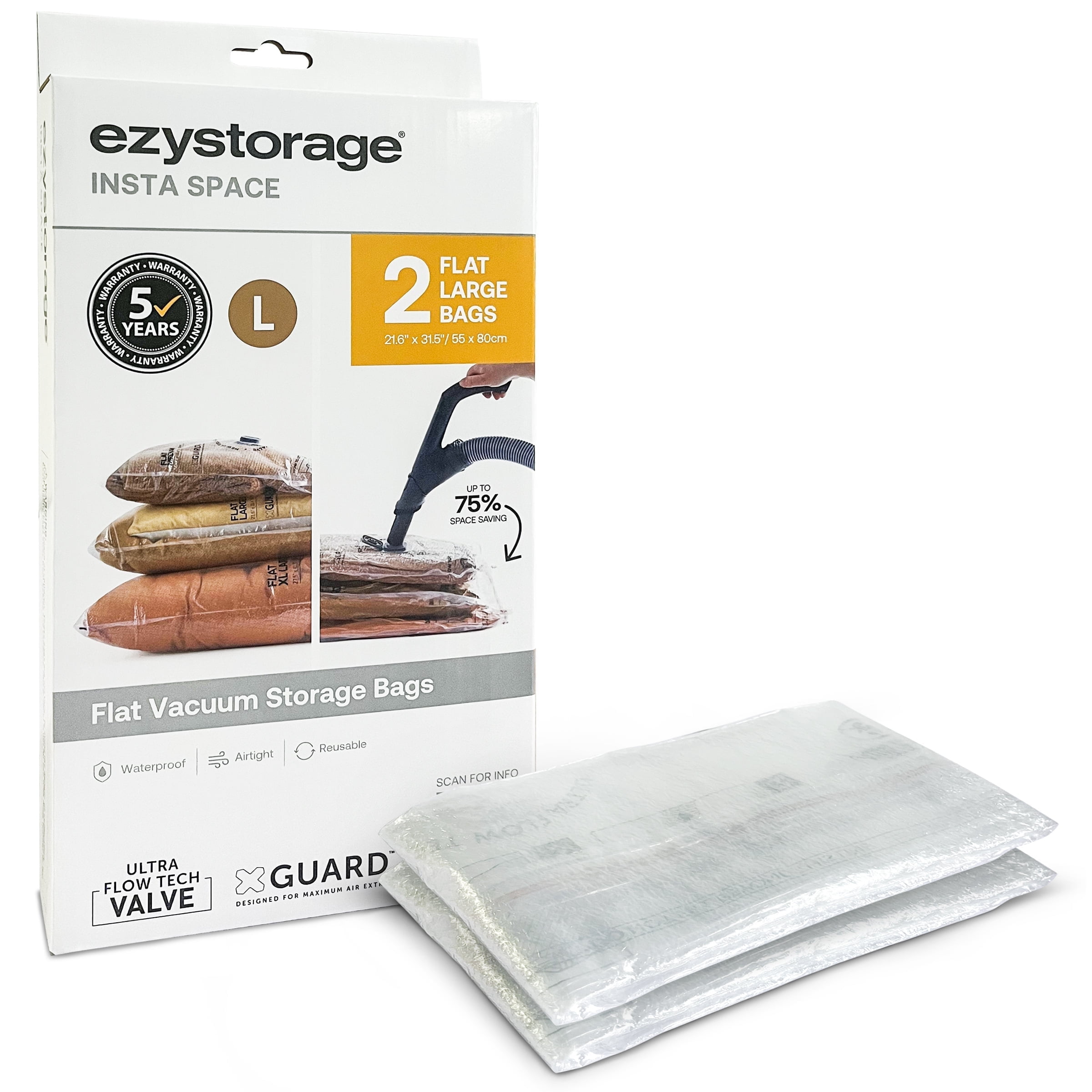 EZY Storage Insta Space Large Vacuum Bag 12pk Closet, Storage & Garage Organizer - 6pk of 2 ...