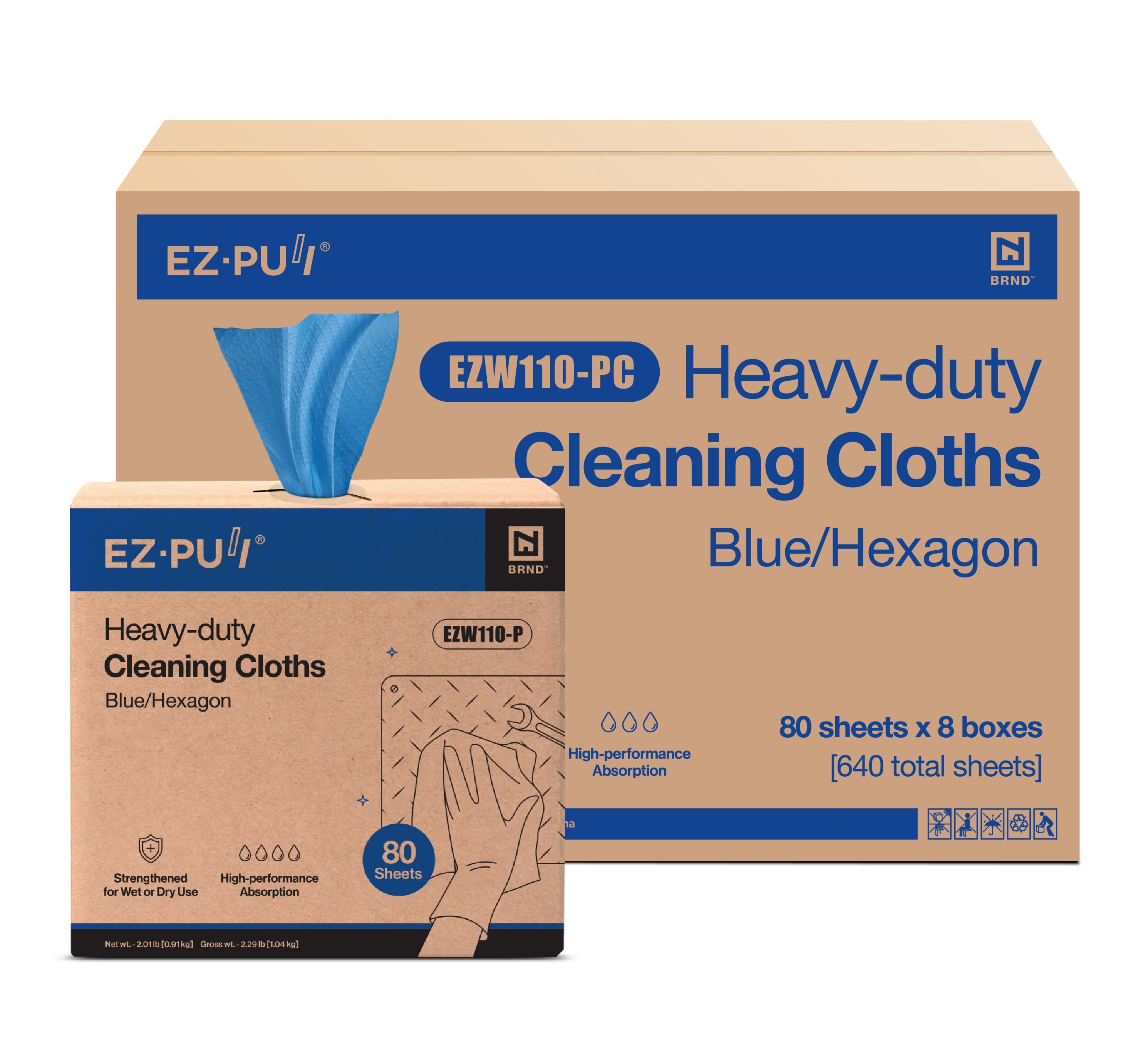 EZbrnd Heavy-Duty Cleaning Cloths Towels, Pop Up Box, Blue Shop Towels ...