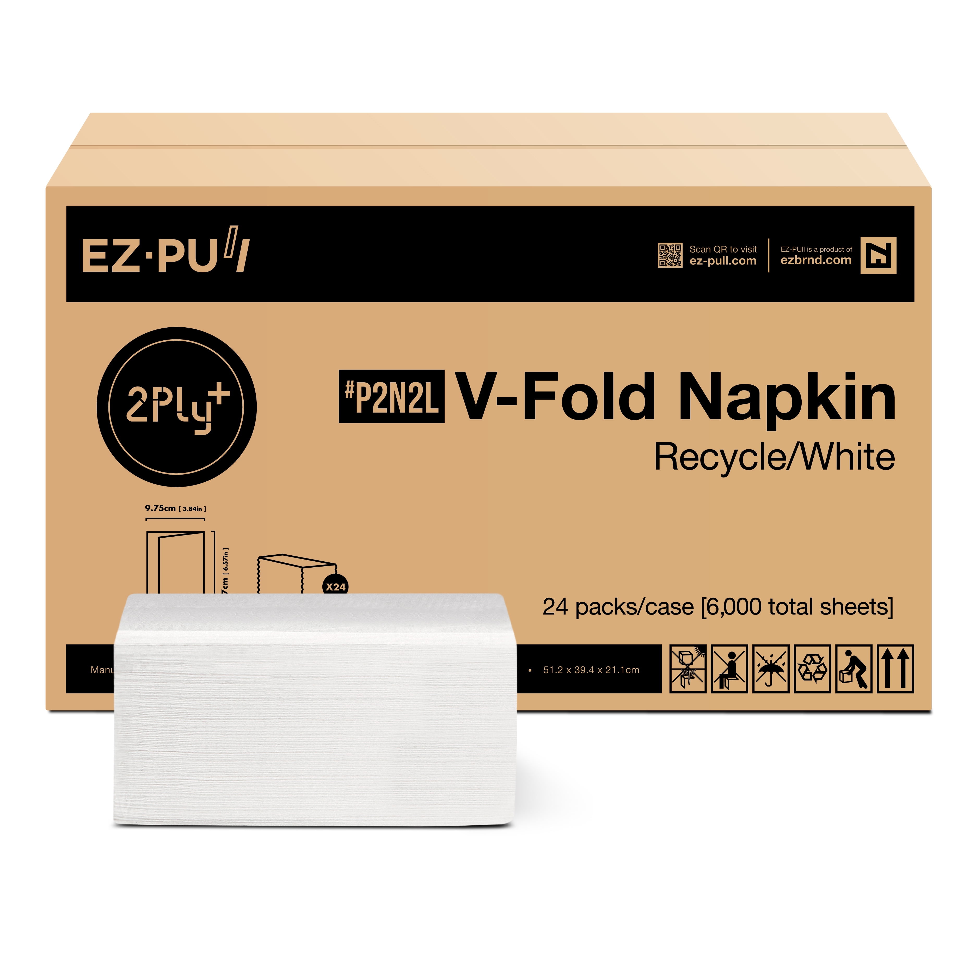 EZbrnd Premium Recycled 2ply+ Interfold Dispenser Napkin, V-fold ...