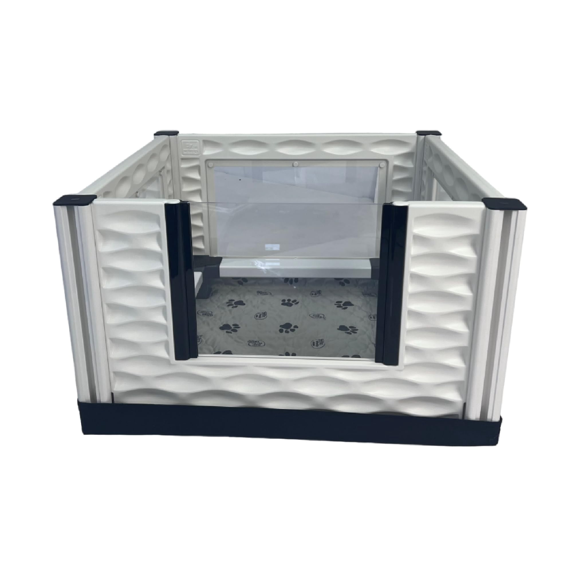 EZclassic 28x28x18 Inch Whelping Box with Safety Rails Gray Pad, Indoor ...