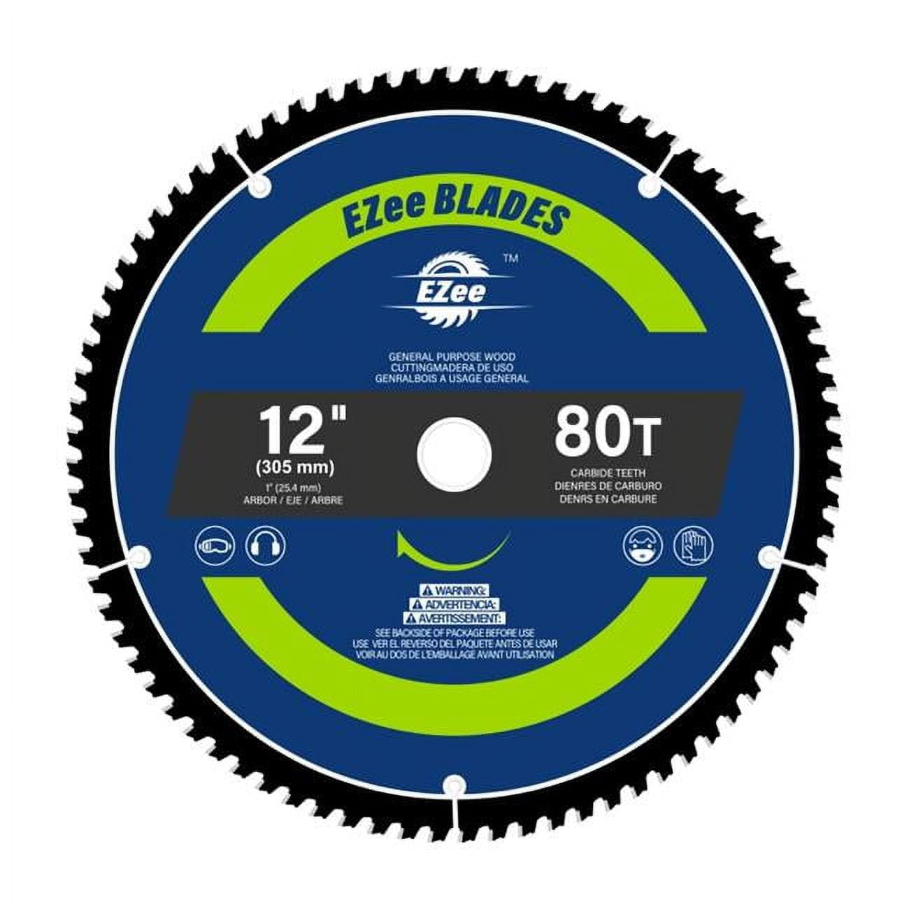 EZee Circular Saw Blades 12 Inch 80 Tooth with 1" Arbor, ATB, TCT ...