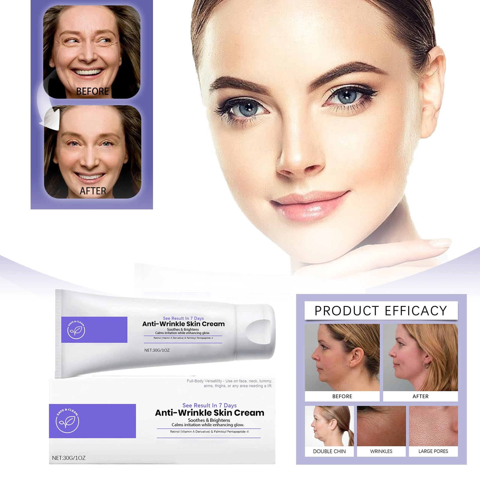 EZieo Anti-Wrinkle Skin Cream for Remove Wrinkles, Firms Skin, Soothing ...