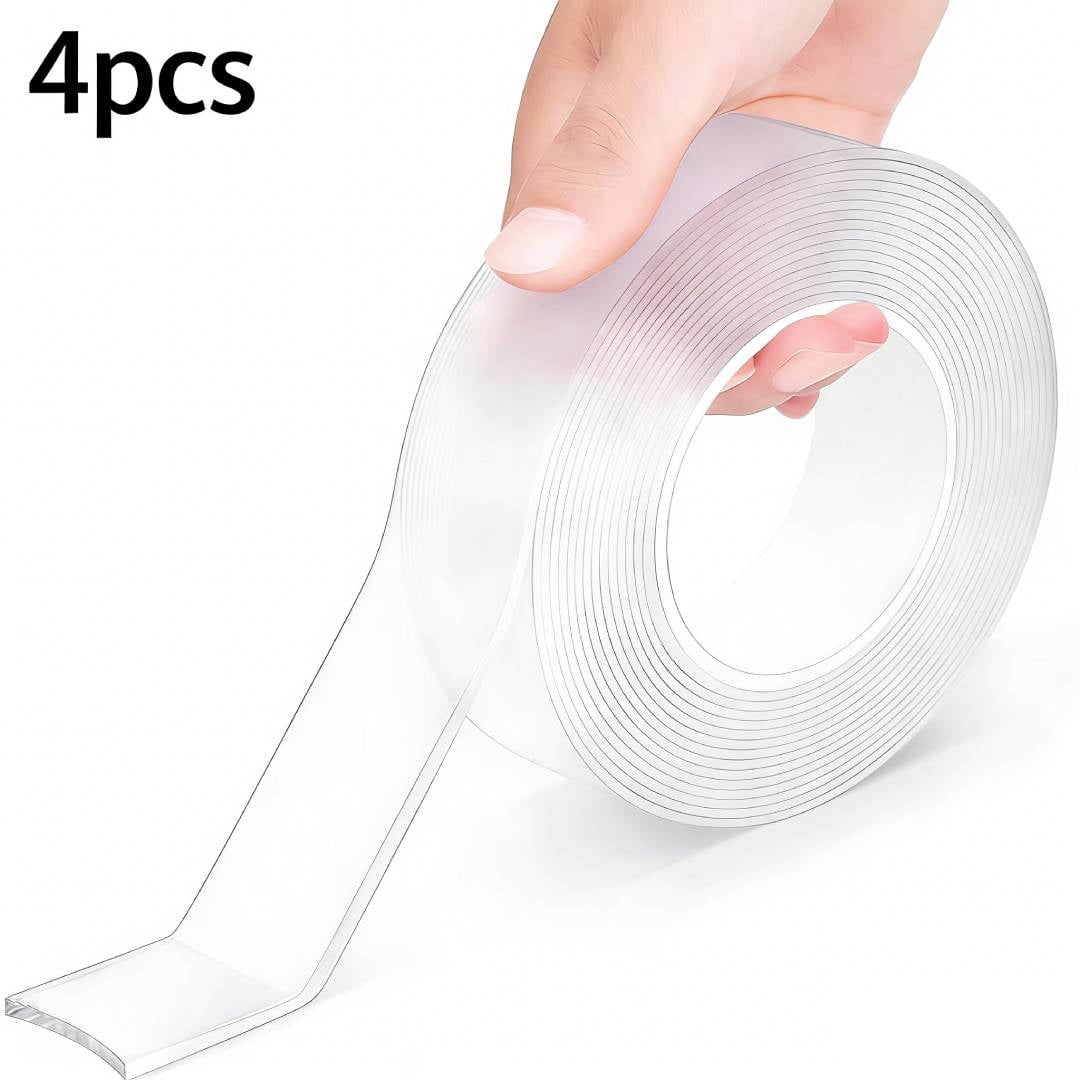 OFEFE 4-Pack Heavy Duty Double Sided Tape, Nano Adhesive Clear Mounting ...