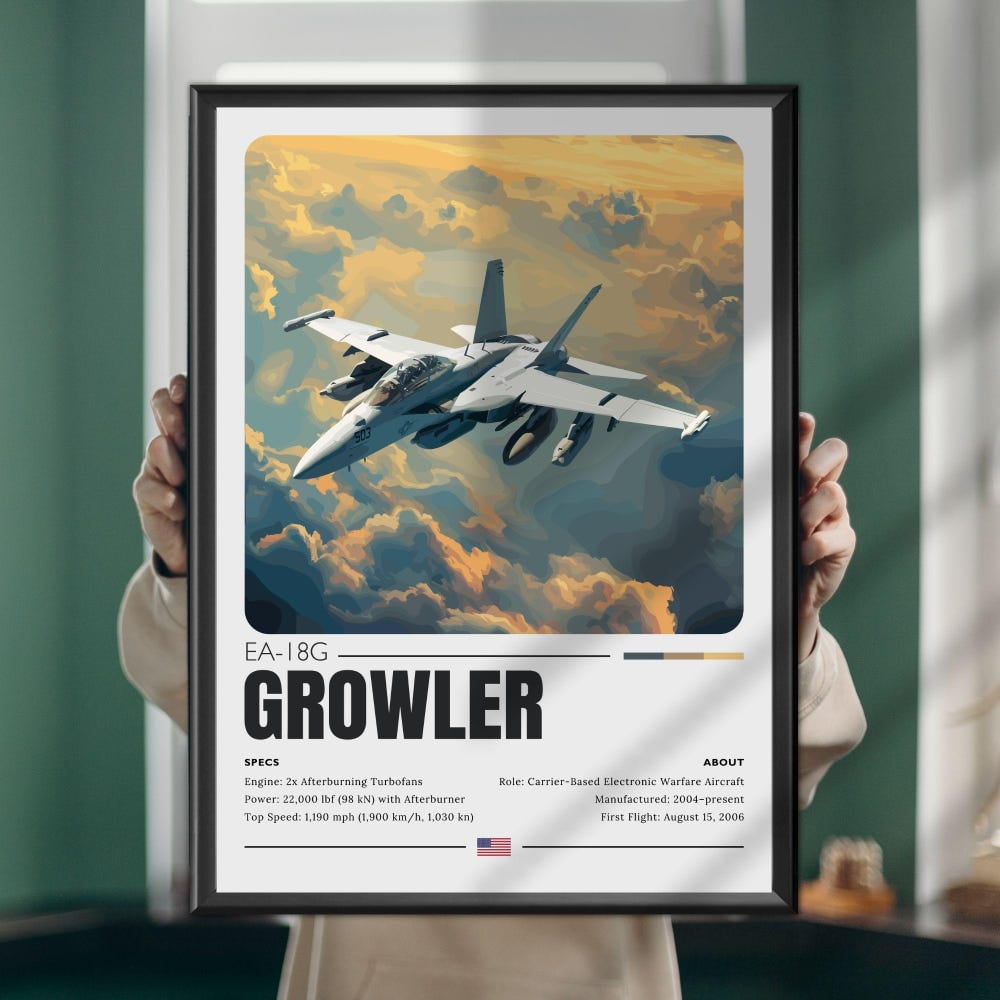 Ea-18G Growler Fighter Jet Poster Modern Military Aircraft Illustration ...